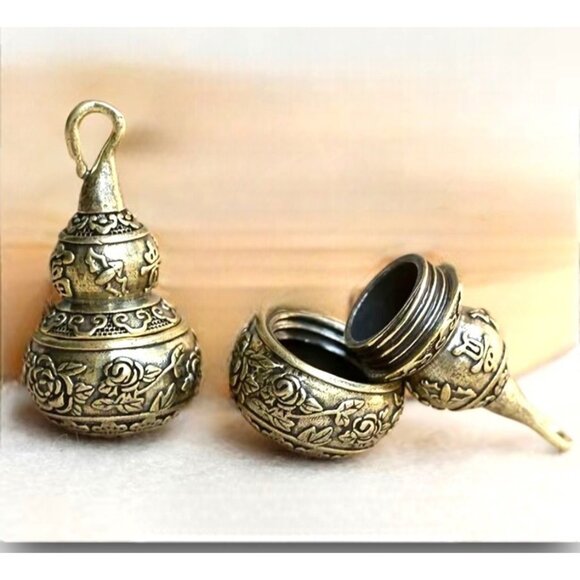 Unknown | Jewelry | Brass Chinese Blessing Lotus Gourd Charm Copper ...